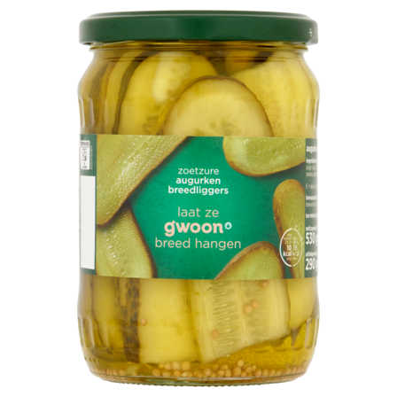 g'woon Zoetzure Augurken Breedliggers 530 g | Poiesz Supermarkten